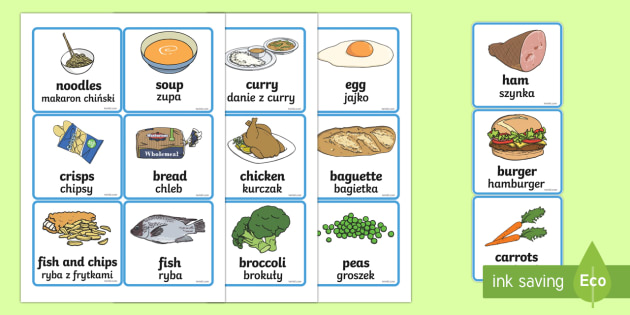 Food Cards English/Polish (teacher made)