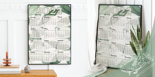 Botanical-Themed 2022 Wall Calendar Poster