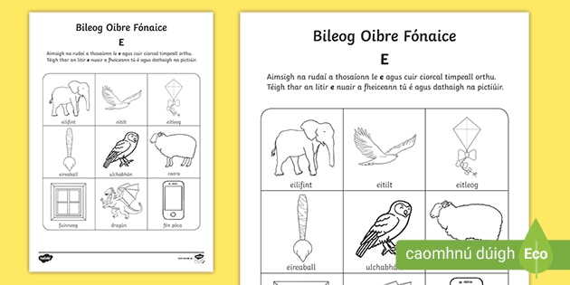 Bileog Oibre Fónaice E (teacher made)