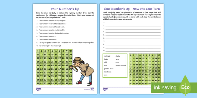 Your Number's Up Worksheets (teacher made)