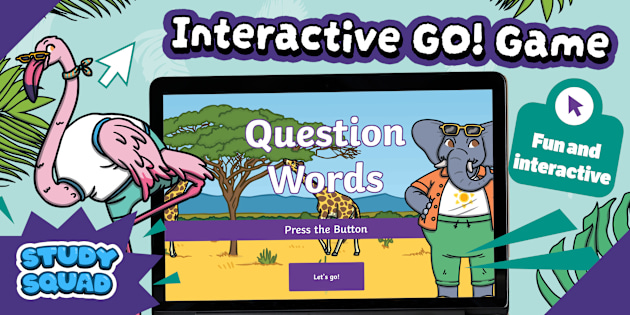 KS1 English Question Words Press the Button Game - Twinkl