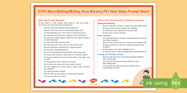 * NEW * EYFS Mark-Making/Writing Area Nursery FS1 Next Steps