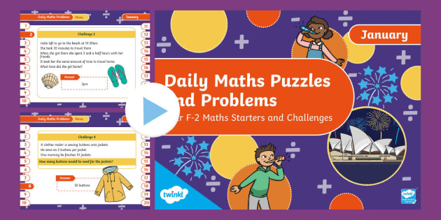 January F-2 Maths Puzzle and Problem Starters (teacher made)