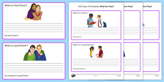 KS3 Types of Friendship What Are They Cards