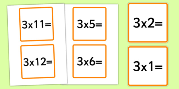 Giant Foam Dice Squares 3 Times Tables (teacher made)