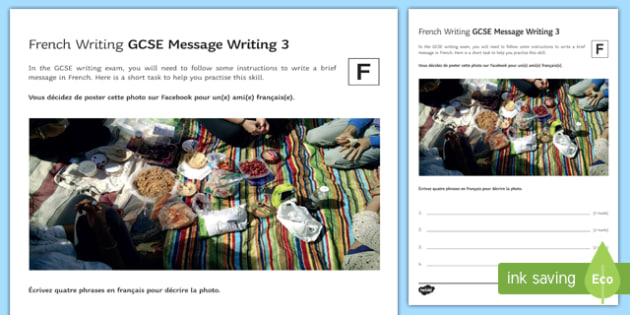 GCSE French Message Writing 3 Foundation Tier Worksheet / Worksheet-French,
