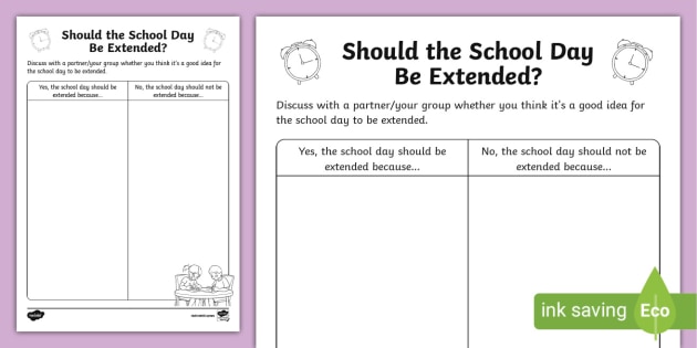 Should the School Day be Extended? Debating Activity Sheet