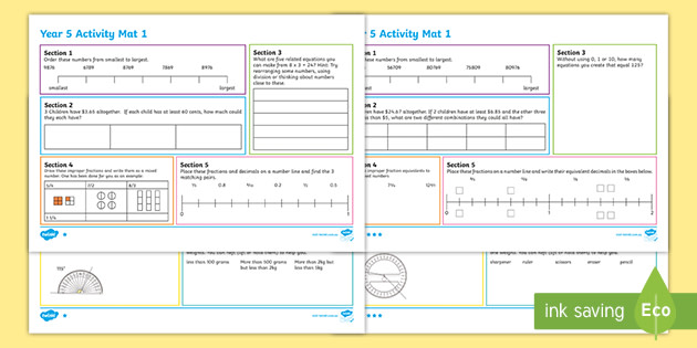 Year 5 Spring 1 Maths 1 Differentiated Activity Mat