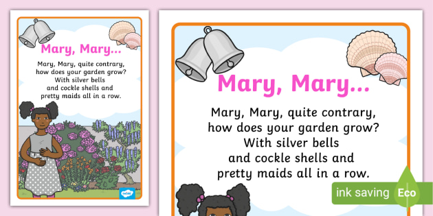 Mary Mary Quite Contrary Nursery Rhyme Poster (teacher made)