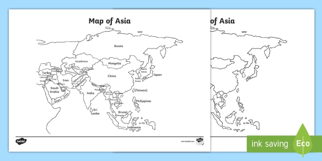 * NEW * Asia Map With and Without Names Worksheets