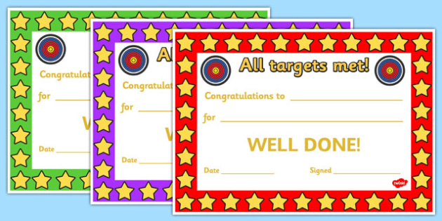 👉 Targets Met Certificates (teacher made)