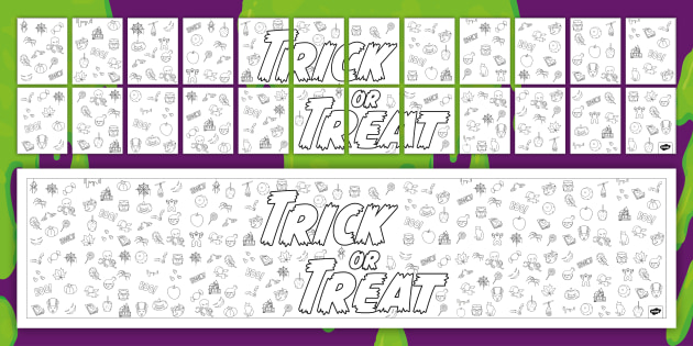 Trick or Treat Halloween Collaborative Art Doodle Banner