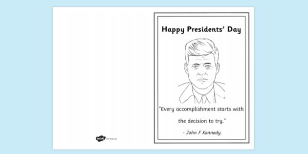 John F. Kennedy Presidents' Day Card Colouring Activity