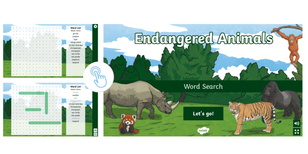 Endangered Animals Word Searches | twinkl.com.au