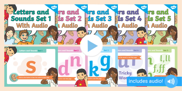 Phase 2 Sets 1-5 Letters and Sounds PowerPoints with Audio