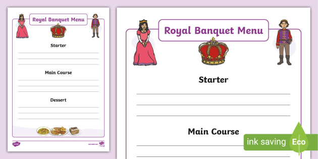 Royal Banquet Menu Writing Template (Teacher-Made)