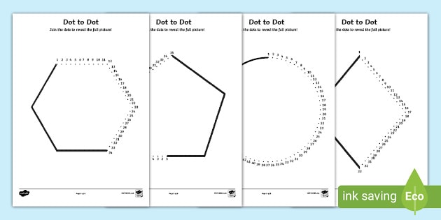 * NEW * 2D Shapes Dot to Dot to 100 Worksheets