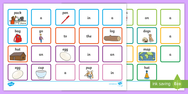 Phase 2 Caption-Building Image and Word Cards - Phase 2 Caption Sentence