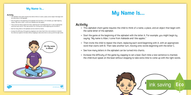 My Name Is... Activity (teacher made)