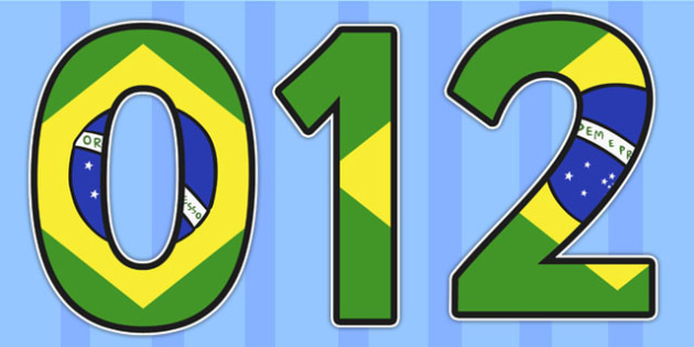 FREE! - Brazilian Flag Display Numbers (teacher made)