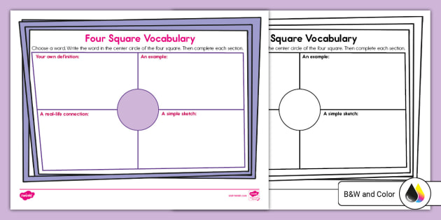 Vocabulary Four Squarepdf Literacy Block Pinterest Vocabulary
