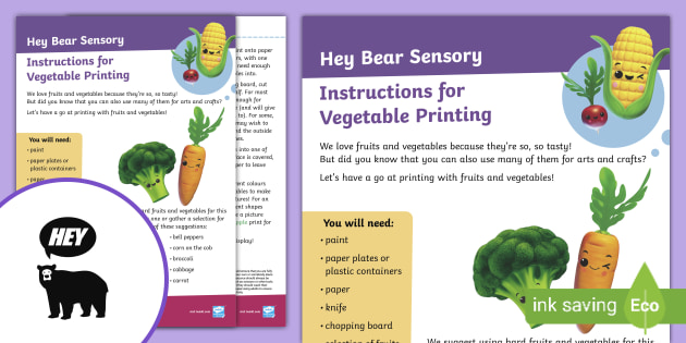 FREE! - Vegetable Printing Instructions | Hey Bear Sensory | Twinkl