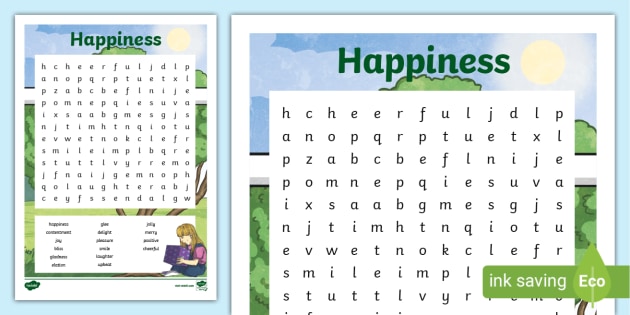 Happiness Word Search (teacher made) - Twinkl