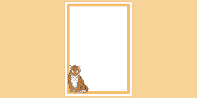 FREE! - Simple Blank Page Border of Tiger Cub | Twinkl Page Borders