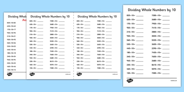 Dividing Whole Numbers By 10 A5 Worksheet Worksheet Dividing Whole Numbers By 10 A5 Worksheet Worksheet