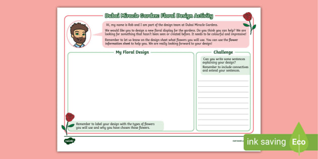 Dubai Miracle Garden Floral Design Activity Sheet