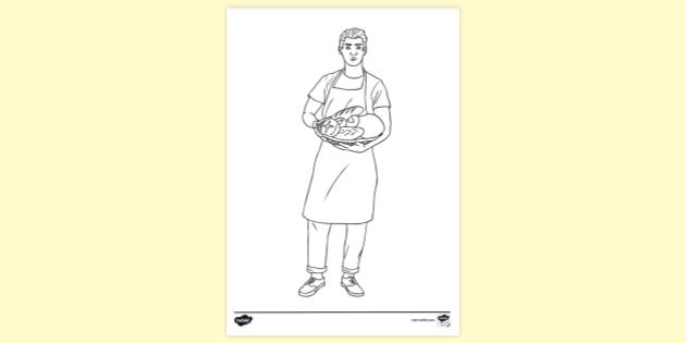 FREE! - Baker Colouring Sheet | Twinkl Resources