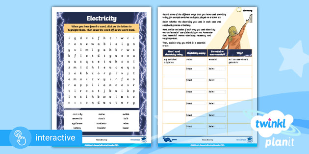 Interactive PDF: Home Learning: Science: Year 4: Electricity