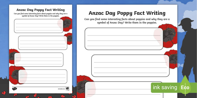Anzac Day Poppy Fact Writing Templates (teacher made)