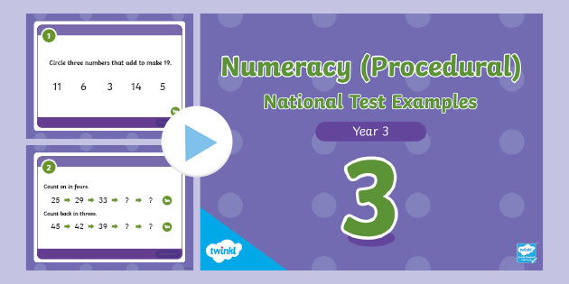 Year 3 Numeracy Procedural Test Question Examples PowerPoint