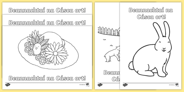 Happy Easter Colouring Pages in Irish (teacher made)