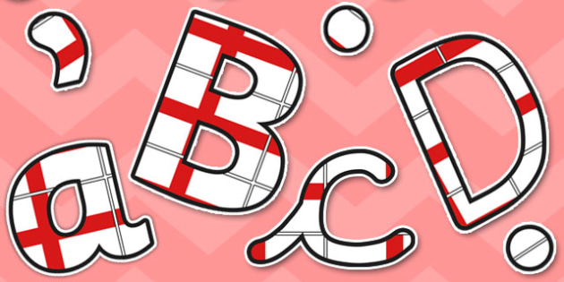 England Flag Themed Size Editable Display Lettering - letters
