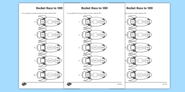 Rocket Race to 100 Worksheet / Worksheet, worksheet