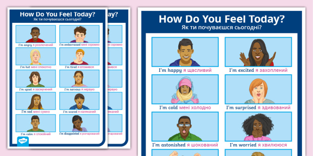 FREE! - Ukrainian Translation How Do You Feel Today? Emotions Chart