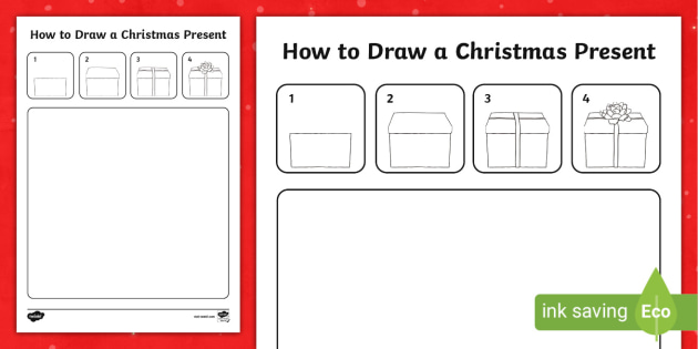 FREE! - How to Draw a Christmas Present (teacher made)