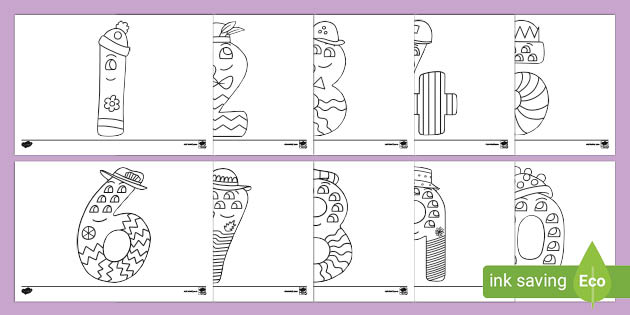 👉 The Adventures of Numbers 0-10 Colouring Sheets