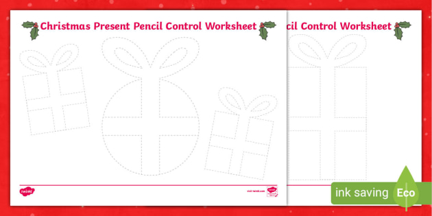 Christmas Pencil Control Worksheet | Writing Aid | Primary School