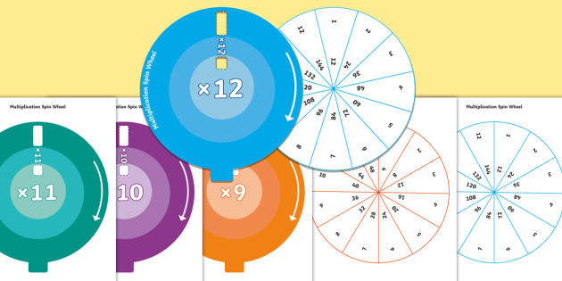 Multiplication Spin Wheel Pack 2 To 12 - times tables, multiply