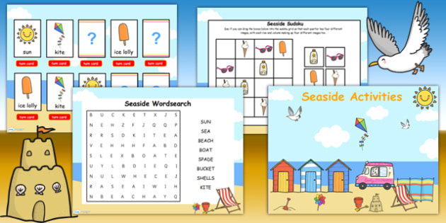 Seaside Themed Flipchart Activity Pack (teacher made)