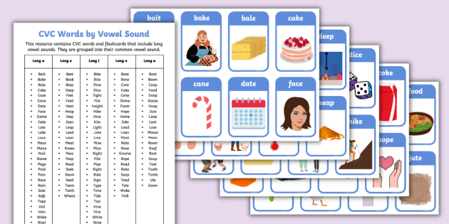 Long Vowel Word Family Cards Long Vowel Word Building Cards The