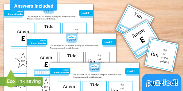 Fun Seaside Rebus Puzzle Cards - Twinkl - Kids Puzzles