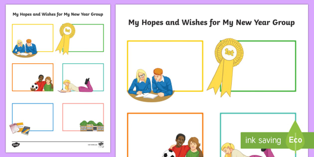 Hopes and Wishes for My New Year Group Secondary SEN Worksheet / Worksheet,