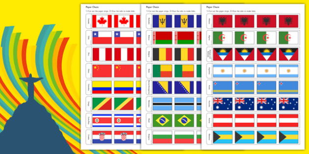 Rio Olympics 2016 Country Flags Paper Chain (teacher made)