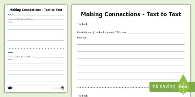 Making Connections Text to Text Worksheet | Comprehension