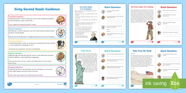 Sixty-Second Reads: A Journey to America Reading Comprehension Pack