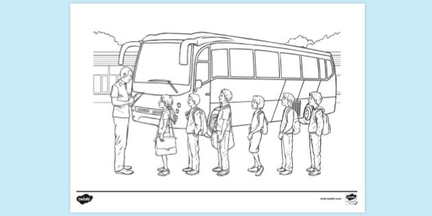 FREE! - Coach with Children Colouring | Colouring Sheets